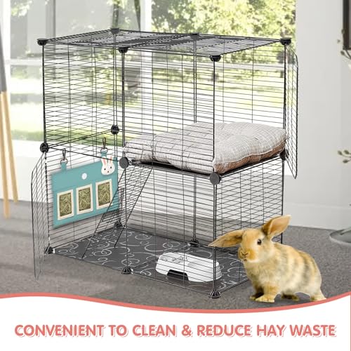 Rabbit Hay Feeder, Bunny Hay Bag for Rabbits,Rabbit Feeder Fabric Bag Feeder Storage Bag,3 Holes Cotton Canvas Fabric Hanging Hay Feeder Bag for Small Animal,Hay Guinea Pig(Macaron Green)