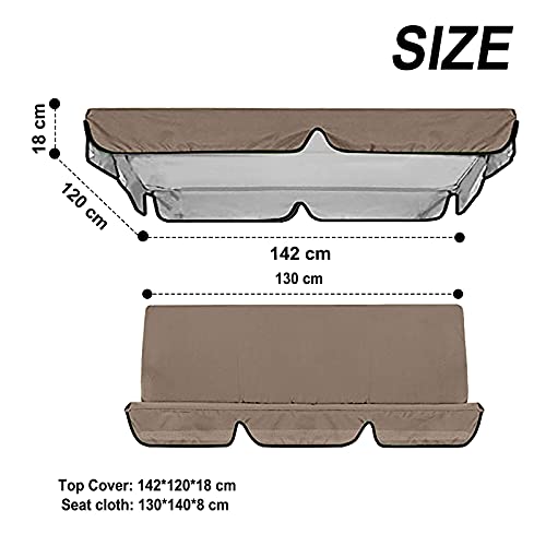 Patio Swing Canopy Cover Set - Swing Replacement Top Cover + Swing Cushion Cover for 3 Seater Swing Waterproof Dustproof, Only Cover