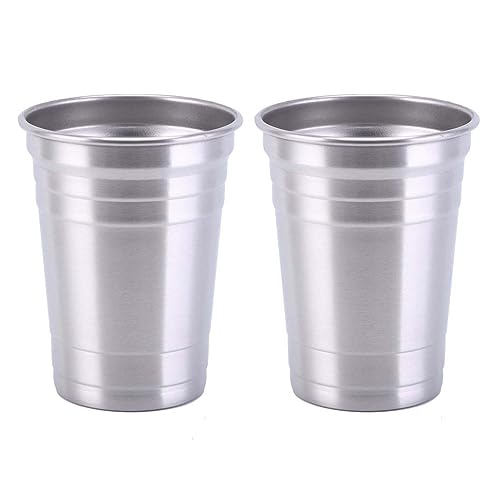 Freebily 2pcs Stainless Steel Cups Curling Edge Honeycomb Surface Drinking Cups Shatterproof Metal Cups for Home Bar 500ml(type b) One Size