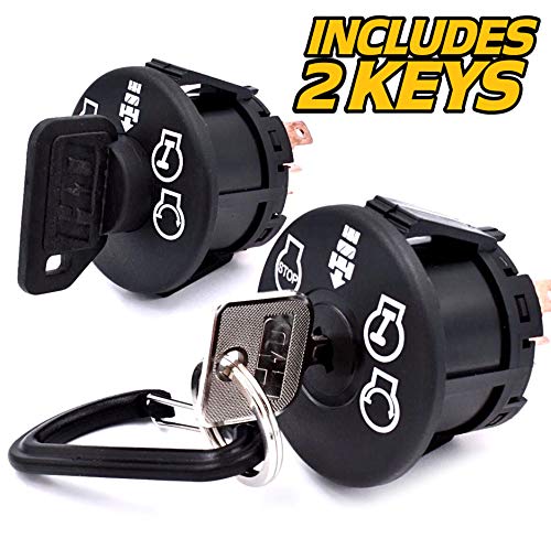 HD Switch Starter Ignition Key Switch Replaces AYP, Husqvarna, Craftsman, Sears, Poulan Lawn Mower Rider 193350, 532193350 with 2 Keys & Free Carabiner