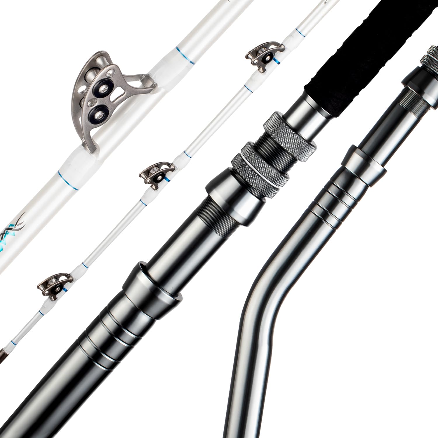 FISHAPPY Saltwater Offshore Bent Butt Heavy Trolling Fishing Rod Big Game Conventional Boat Fishing Rod with Roller Guides 6' (6' - 80-150lbs - Bent Butt II)