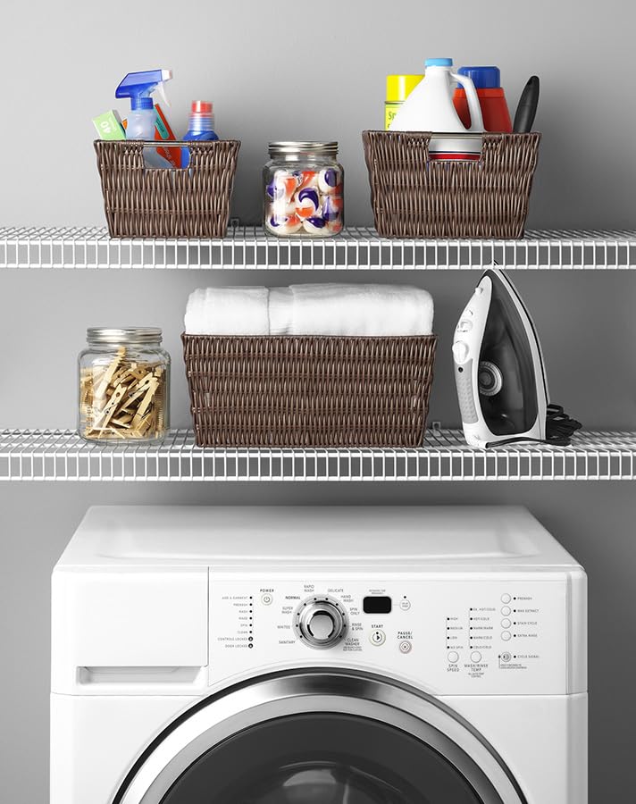Whitmor Rattique Java Set of 3 Pieces Storage Baskets -Small (8.5"x11.4"x5.5"), Medium (9.8"x13"x6") and Large (11.4"x14.6"x6.5")