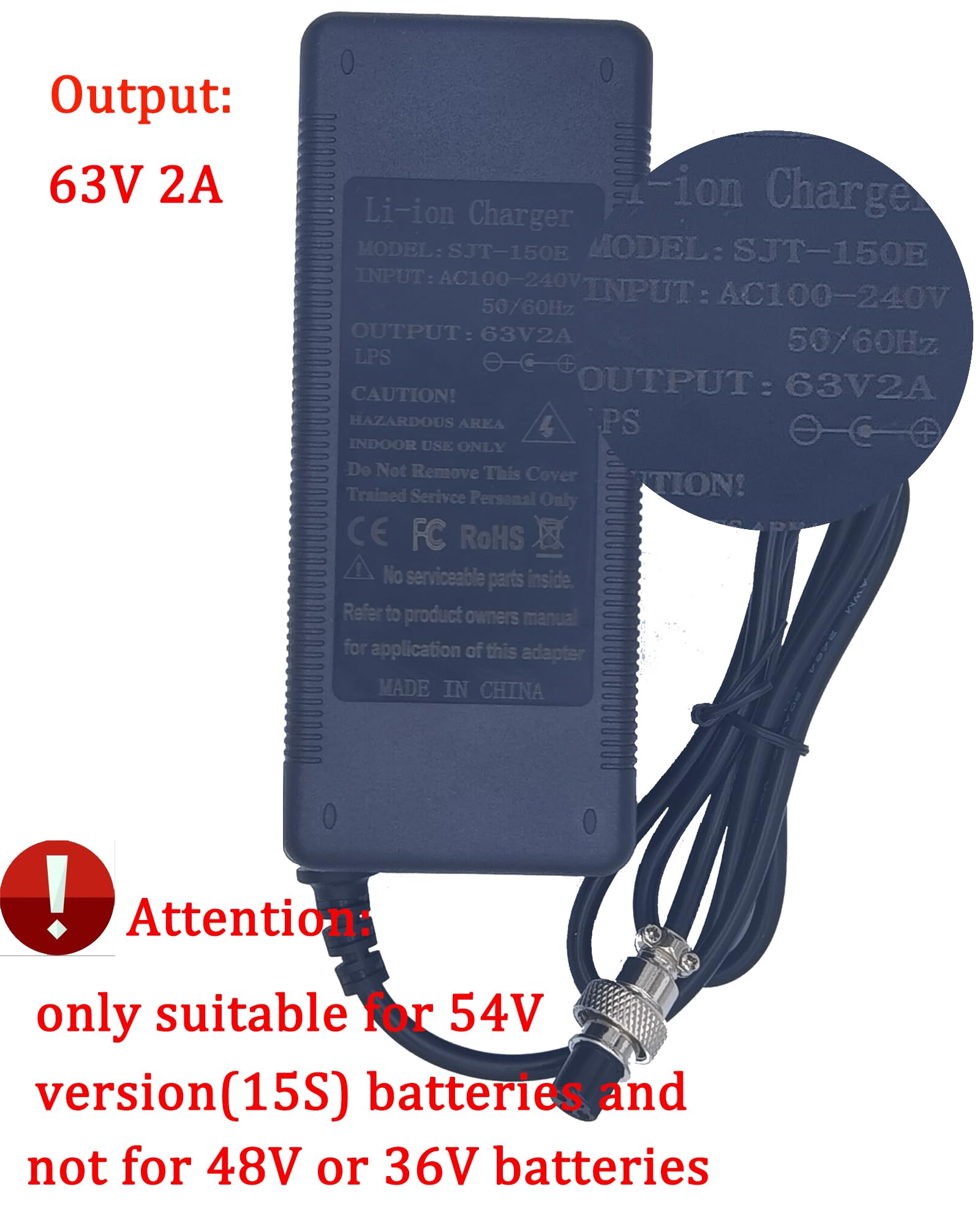 Suptopone Electric Scooter Charger 4 Prong for Ninebot S/S-MAX/Mini PRO/Mini lite, 63V 2A 4-Pin Connector Battery Charger Replacement Accessories with Ninebot by Segway Go Kart