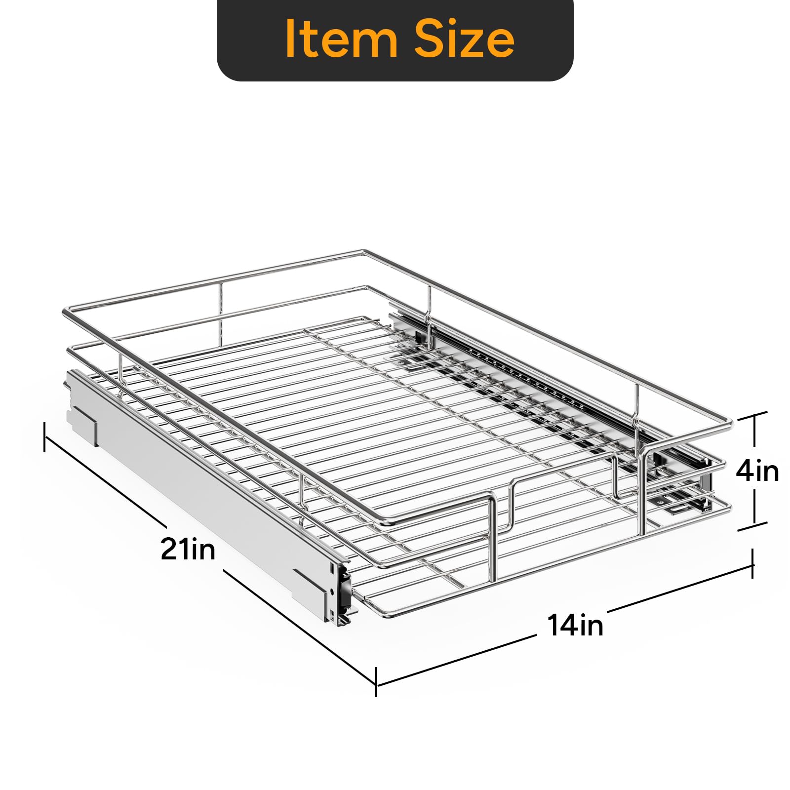 ROOMTEC Pull Out Cabinet Organizer(14"W x 21"D),Heavy Duty Slide Out Shelves,Pull out Drawers for Kitchen Cabinet,Base Cabinet Organization for Home, Kitchen, Bathroom