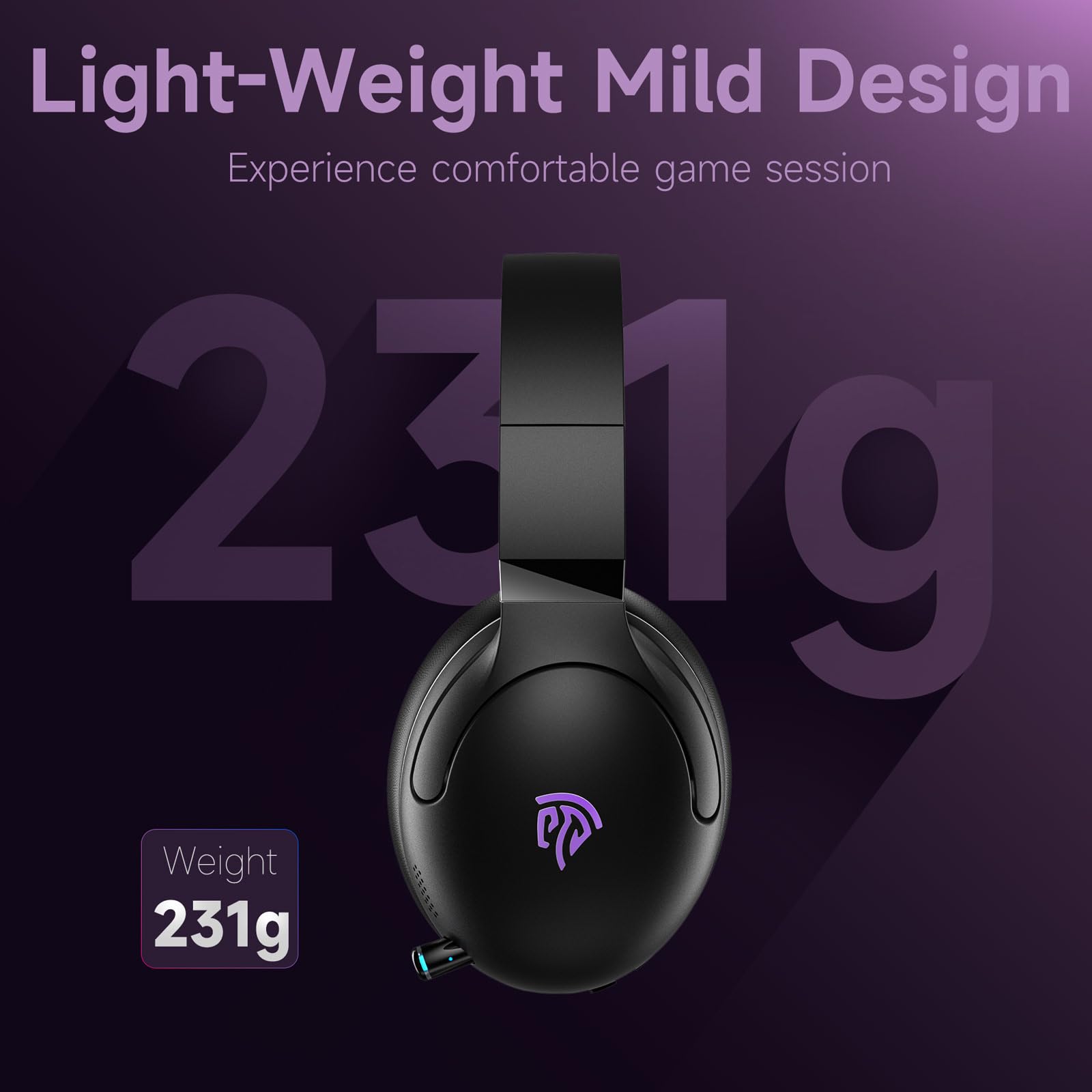 EasySMX Gaming Headphone, Wireless Gaming Headset with Microphone for PS5/PS4/Switch, 2.4GHz and Bluetooth 5.3 Gaming Headset with Microphone for Smart Phone, Laptop, Computer, Steamdeck