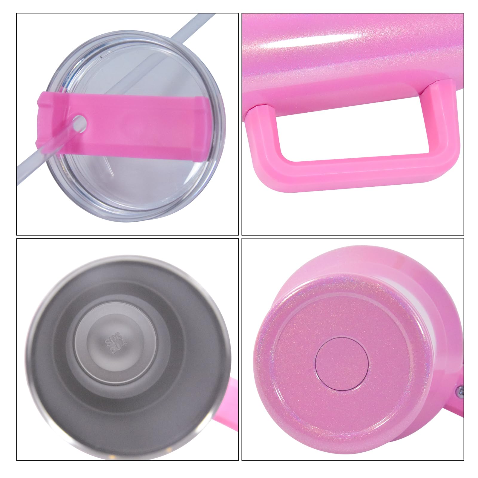 AGH 20 Pack 40 oz Sublimation Shimmer Green Pink Red Purple Tumbler with Stainless Steel Straw and Lid, Insulated Double Wall Vacuum Reusable Cups with Handle