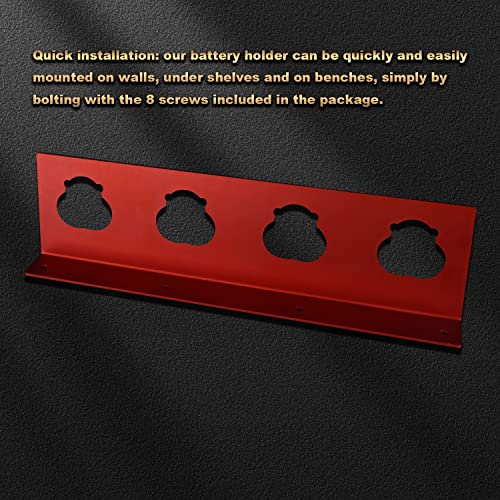 Battery Holder for Milwaukee M12,Battery Holder Battery Storage Holder for Milwaukee M12 6.0 Battery,High Strength Metal Wall Mount Rack With 4 Slots Perfect Organizers for Batteries Or Tools. (1)