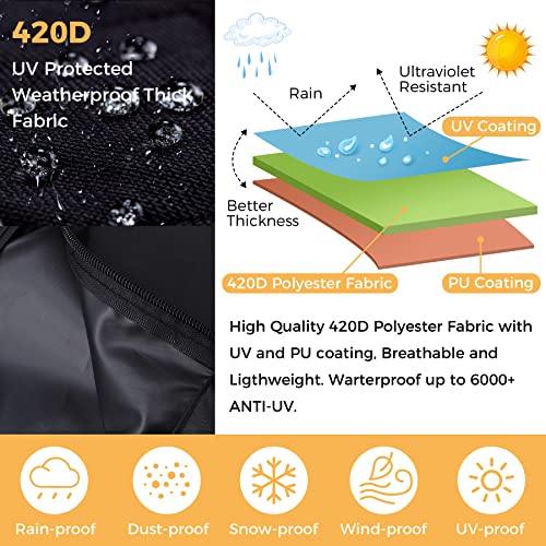 3 PCS Patio Umbrella Covers with 1 Push Rod - Waterproof Patio Parasol Covers with Zipper for 7ft to 11ft Outdoor Umbrellas