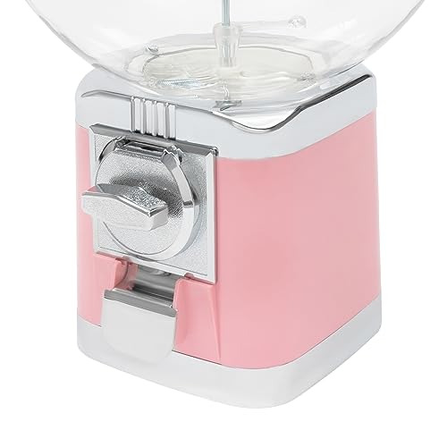 Gdrasuya10 Vending Machine, 18.11" Big Bubble Gumball Machine Lockable Candy Gumball Dispenser Machine Large Capacity Toy Vending Machine for 1.26inch Ball, Candy or $1 Coins, Pink