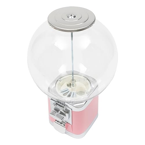 Gdrasuya10 Vending Machine, 18.11" Big Bubble Gumball Machine Lockable Candy Gumball Dispenser Machine Large Capacity Toy Vending Machine for 1.26inch Ball, Candy or $1 Coins, Pink