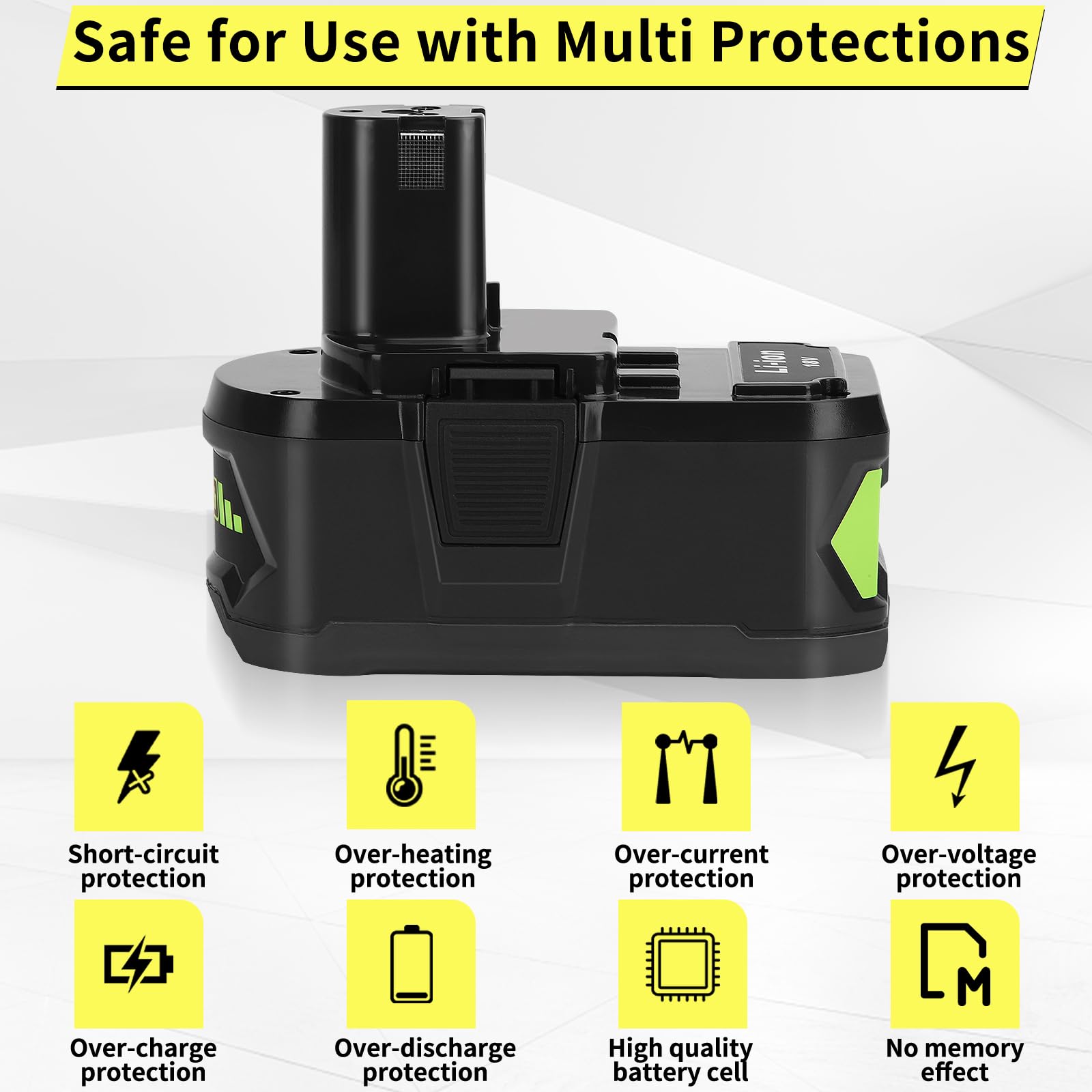 BiBiSi 2 Pack 7.0Ah 18V Replacement Battery for Ryobi 18V Battery, Lithium-Ion Battery Compatible with Ryobi ONE+ 18V P108 P102 P103 P104 P105 P107 P109 P190 P122