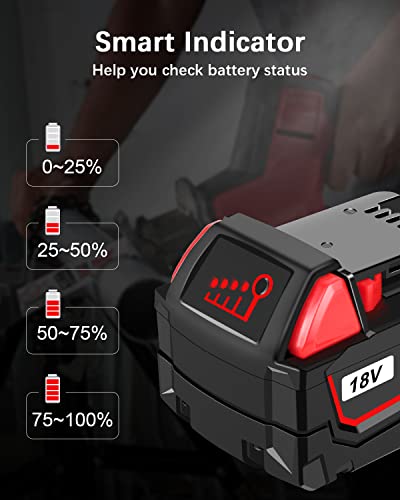 COOMYXIN 2Pack 6000mAh Replacement for Milwaukee M-18 Battery with 6 Protection Function and Sturdy Shell,Compatible with Milwaukee 18V Tools and Charger