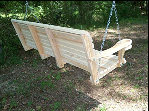 Ecommersify Inc 5 Ft USA Made Cypress Roll Back Porch Swing with Swing-Mate™ Comfort Springs and Cup Holder Arm and Stainless Steel Hardware Upgrade