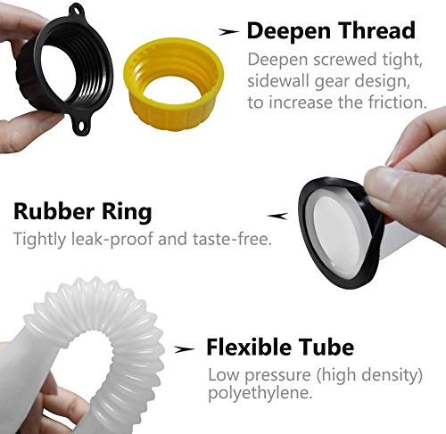EONLION 3 Pack Gas Can Replacement Spout Kit, Flexible Pour Nozzle with Gasket, Stopper Caps, Collar Caps, Stripe Cap, for Water Jugs and Old Can