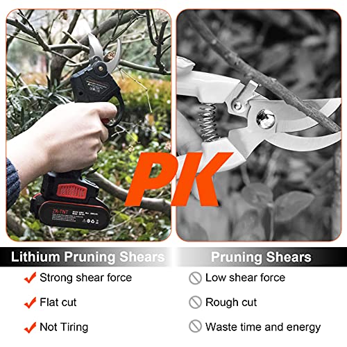 ZR-TNT Electric Pruning Shears Cordless 21V with 2000mAh 2PCS Lithium Battery and Matching Tools,30mm (1.2″) Cutting Diameter,Tree Branch Flowering Bushes Trimmers for Gardening (Black)
