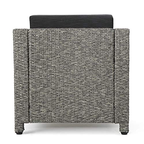 Christopher Knight Home Puerta Outdoor Wicker Club Chair with Water Resistant Cushions, Mixed Black / Dark Grey