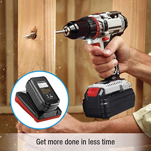 Powerextra 1Pack 3.7Ah 18 Volt Battery for Porter Cable PC18B Replacement + Battery Charger for Porter Cable 18-Volt Cordless Tool NiCad NiMh & Lithium Battery