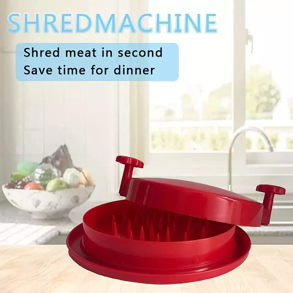MY DEVELOPMENT Chicken Shredder Tool Twister with Handles | Non-Skid Base Chicken Shredder Machine | Shredder Machine for Beef, Pork and Chicken Meat | Shredder Gadget for Kitchen – Red