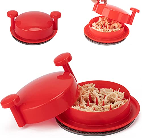 MY DEVELOPMENT Chicken Shredder Tool Twister with Handles | Non-Skid Base Chicken Shredder Machine | Shredder Machine for Beef, Pork and Chicken Meat | Shredder Gadget for Kitchen – Red