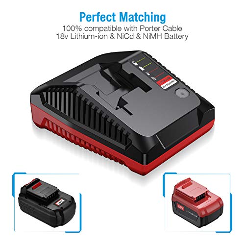 Powerextra 1Pack 3.7Ah 18 Volt Battery for Porter Cable PC18B Replacement + Battery Charger for Porter Cable 18-Volt Cordless Tool NiCad NiMh & Lithium Battery