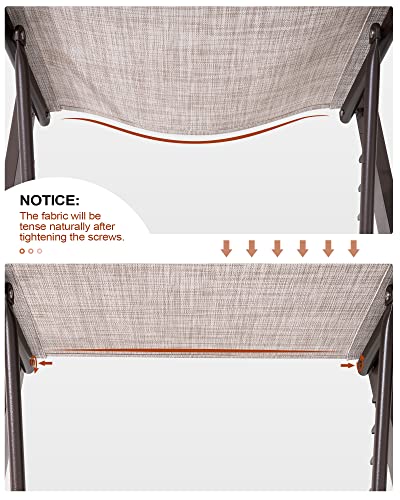 Crestlive Products Patio Chaise Lounge Set, 2PCS Outdoor Aluminum Lounge Chairs with 1PC Side Table, Adjustable Five-Position Recliner for Beach Pool Sunbathing Lawn, Yard (Beige)