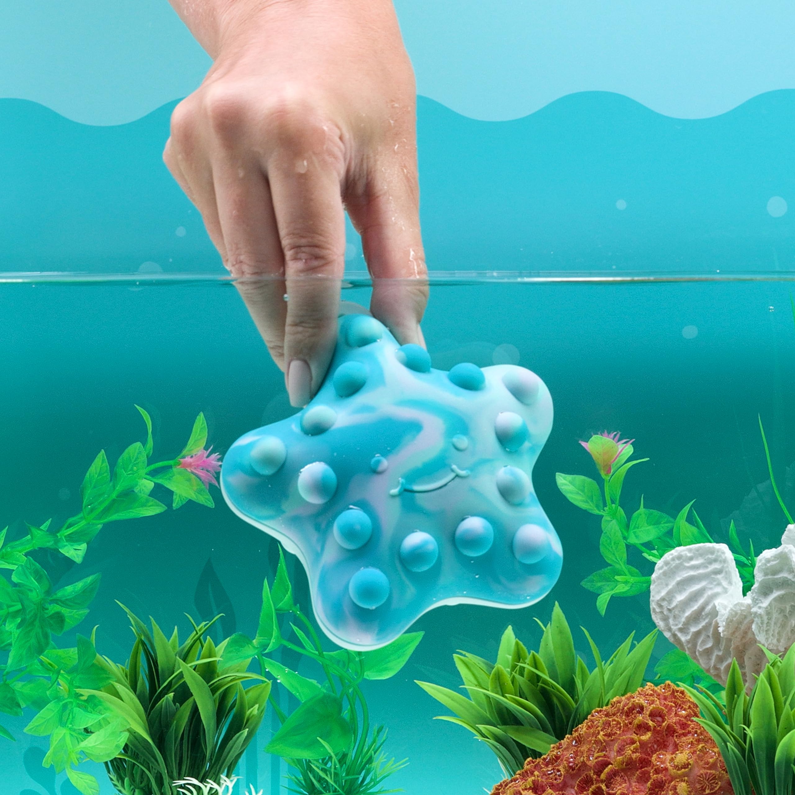 Munchkin® Pop Squish™ Bath Toy, Mold Free Baby and Toddler Bathtub Toy with Sensory and Fidget Play, Starfish