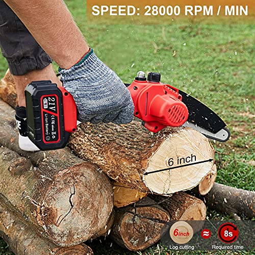 Mini Chainsaw Cordless 6-inch, Electric Hand Held Chain Saw with Automatic Oiler for Yard Cleaning, Wood Cutting and Branch Trimming.