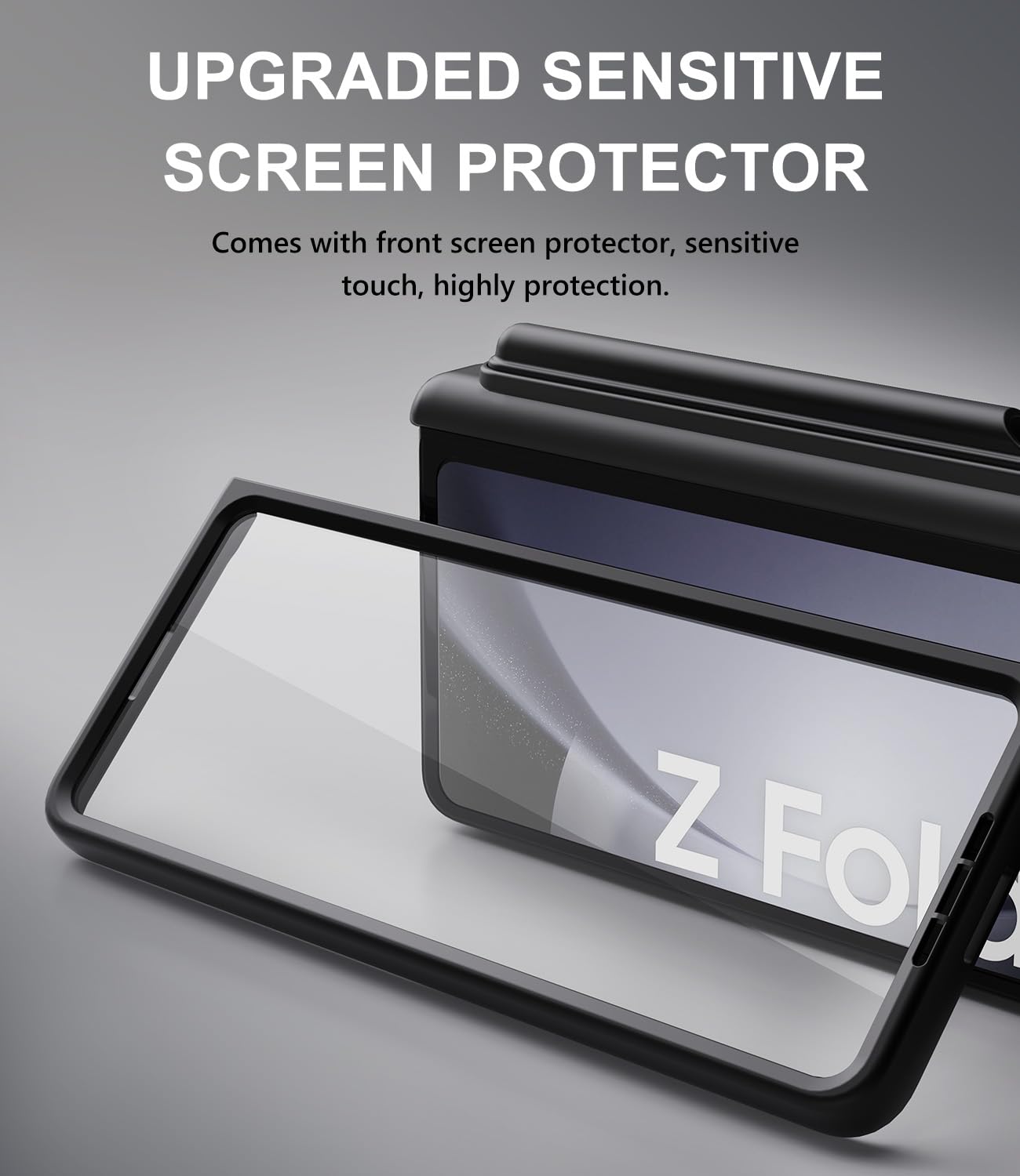 SIXBOX for Samsung Galaxy Z Fold 5 Case with Card Holder & S Pen Holder & Slide Lens Cover, Built-in Hinge Protection & Screen Protector, Durable Sturdy Phone Cover Case for Galaxy Z Fold 5, Black