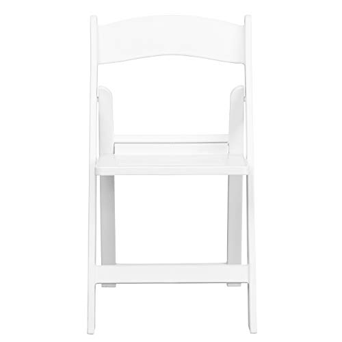 EMMA + OLIVER 2 Pack White Resin Slatted Party & Rental Folding Chair Indoor Outdoor