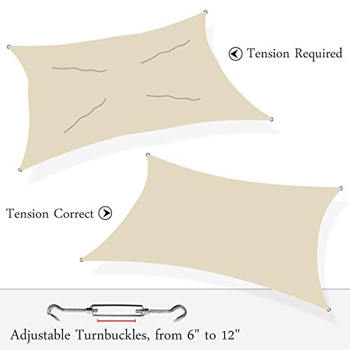 Amgo 12' x 12' Beige Square Sun Shade Sail Canopy Awning ATAPS12, 95% UV Blockage, Water & Air Permeable, Commercial and Residential (We Customize)