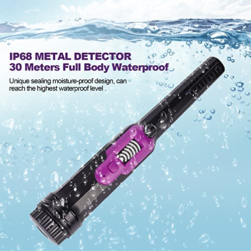 [2022 Newest] Metal Detector, LED Display Metal Detector Pinpointer, Handheld Pin Pointer Metal Detector, IP68 Full-Waterproof Underwater, Treasure Hunting Tool for Kids, Adults (HS-16 Purple)