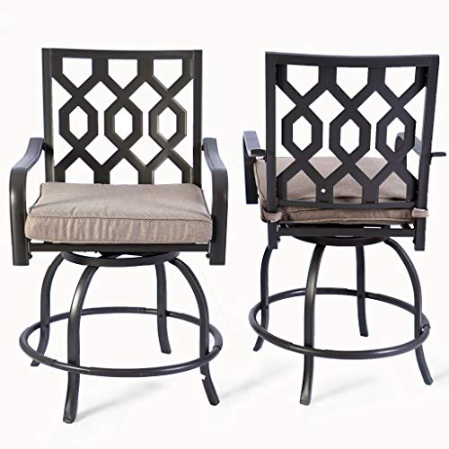 Kozyard Isabella High Swivel Bar Stools/Chair Set for Home Patio, Back Yard, Cafes, Bistro, Restaurants and Chic Bars (Beige)