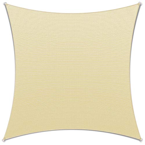 Amgo 12' x 12' Beige Square Sun Shade Sail Canopy Awning ATAPS12, 95% UV Blockage, Water & Air Permeable, Commercial and Residential (We Customize)