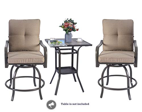 Kozyard Isabella High Swivel Bar Stools/Chair Set for Home Patio, Back Yard, Cafes, Bistro, Restaurants and Chic Bars (Beige)