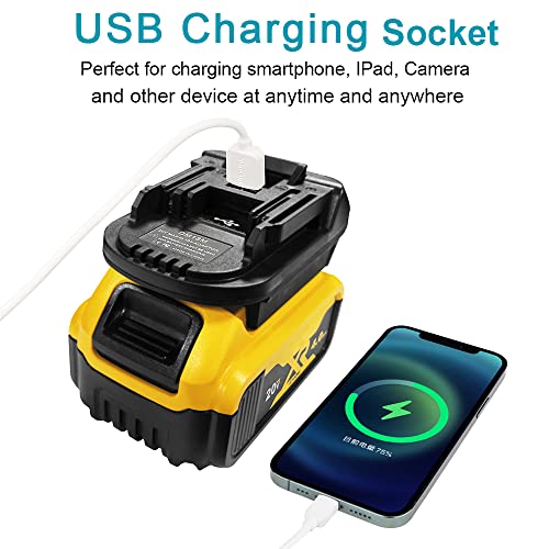 ZLWAWAOL DM18M Battery Adapter with USB Charging Socket for Dewalt 20V & Milwaukee 18V M18 Lithium Battery Convert to Makita 18V Battery BL1830 BL1840 BL1850