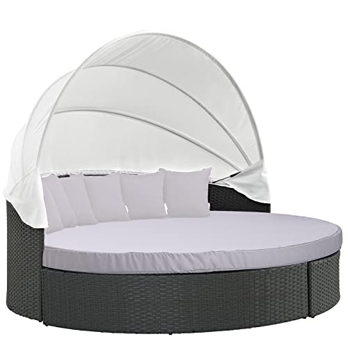 MICTONY Outdoor Daybed Cushion Cover, 66" Replacement Daybed Cover with Elastic Band, Sun Bed Cushion Cover, Outdoor Round Bed Cushion, Cover ONLY (Daybed NOT Included), Grey