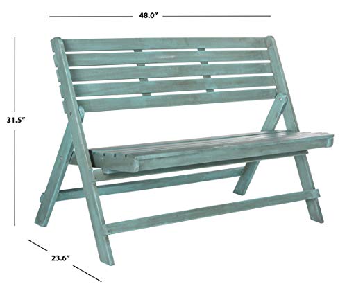 Safavieh Outdoor Collection Luca Ash Grey Folding Bench