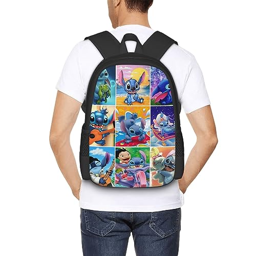 Stitch Cute Backpack Adult Laptop Bag Double Casual Daypack Cartoon Anime Character Classic Basic Lightweight Backpacks Travel Bag Gifts