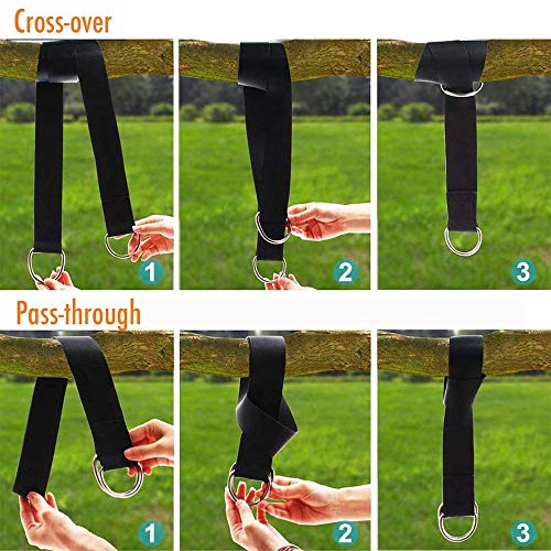 EnkarlĀ Tree Swing Hanging Straps Kit Holds 2600 lbs 5ft Adjustable Extra Long Strap , 2 Tree Swing Straps+2 Heavy Duty Screw Lock Carabiners+2 Tree Protectors+Swivel Fits to Any Swing or Hammock