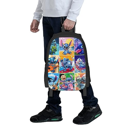 Stitch Cute Backpack Adult Laptop Bag Double Casual Daypack Cartoon Anime Character Classic Basic Lightweight Backpacks Travel Bag Gifts