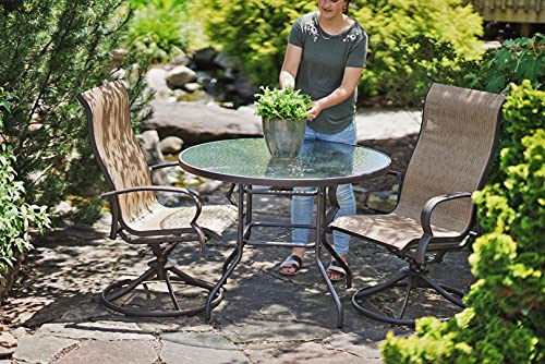 Garden Elements Outdoor Bellevue Metal Aluminum Patio Chair, Brown (6, Sling Rocker)