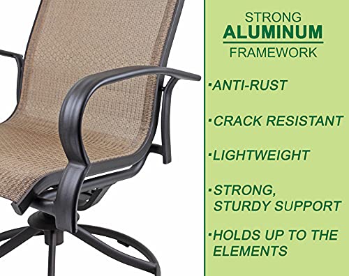 Garden Elements Outdoor Bellevue Metal Aluminum Patio Chair, Brown (6, Sling Rocker)