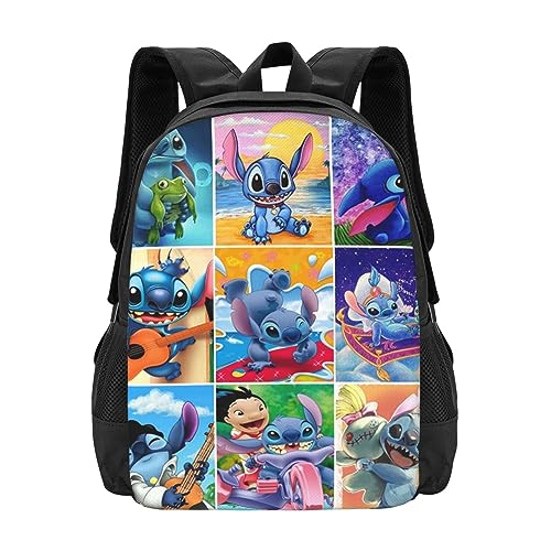 Stitch Cute Backpack Adult Laptop Bag Double Casual Daypack Cartoon Anime Character Classic Basic Lightweight Backpacks Travel Bag Gifts