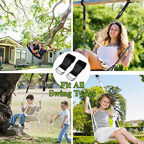 EnkarlĀ Tree Swing Hanging Straps Kit Holds 2600 lbs 5ft Adjustable Extra Long Strap , 2 Tree Swing Straps+2 Heavy Duty Screw Lock Carabiners+2 Tree Protectors+Swivel Fits to Any Swing or Hammock