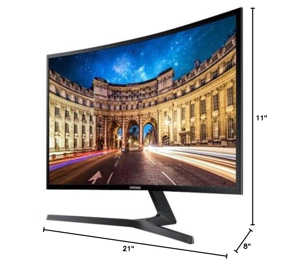 SAMSUNG CF396 Series 27" LED Curved Monitor, 1920x1080, 60Hz Refresh Rate, 4ms Response Time, AMD FreeSync Monitor, HDMI, Black, with MTC HDMI Cable