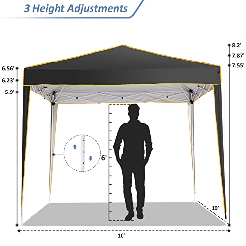 10x10 Pop Up Canopy with 4 Removable Sidewalls，Waterproof Party Wedding Event Tent，Instant Outdoor Enclosed Tent Shelter with Church Window and Carry Bag,Full Truss Structure Canopies