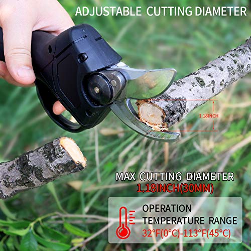 dibike Electric Pruning Shears with Rechargeable Lithium Battery, 30mm Max Cutting Diameter, Power Tree Electric Branch Scissors Wood Prunner (Black-2)