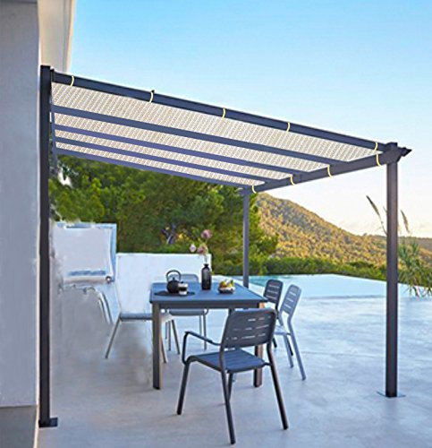 Shatex Shade Panel 10' x 12' Block 90% of Sunlight with Ready-tie up Ribbon for Pergola Gazebo Porch, Wheat