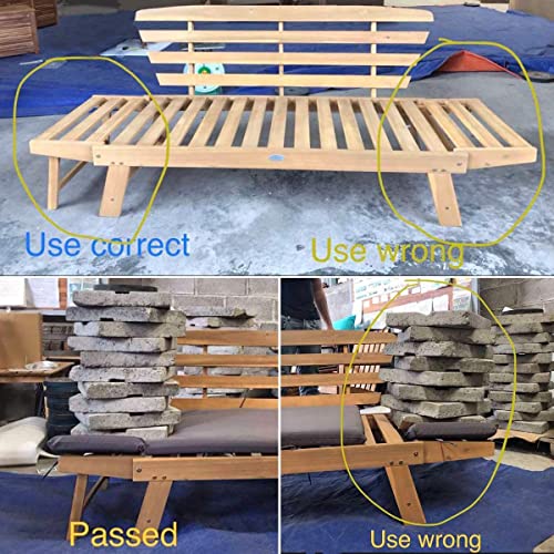 Tangkula Acacia Wood Patio Convertible Couch Sofa Bed with Adjustable Armrest, Outdoor Daybed with Cushion & Pillow, Turquoise & Navy Cushion Cover Sets, Folding Chaise Lounge Bench Ideal for Porch