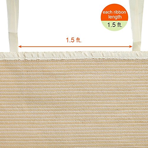Shatex Shade Panel 10' x 12' Block 90% of Sunlight with Ready-tie up Ribbon for Pergola Gazebo Porch, Wheat